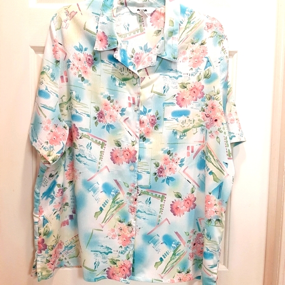 Alia | Tops | Alia Button Down Colorful Floral Shirt Size 8 | Poshmark